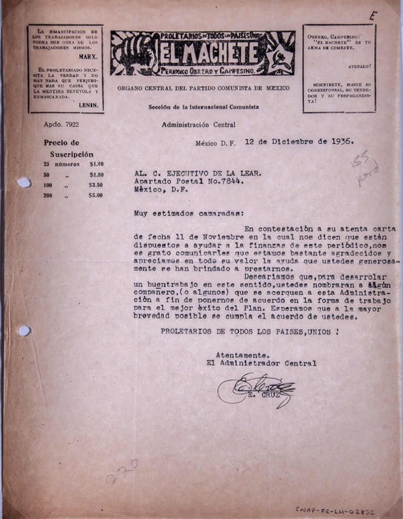 Carta a la LEAR